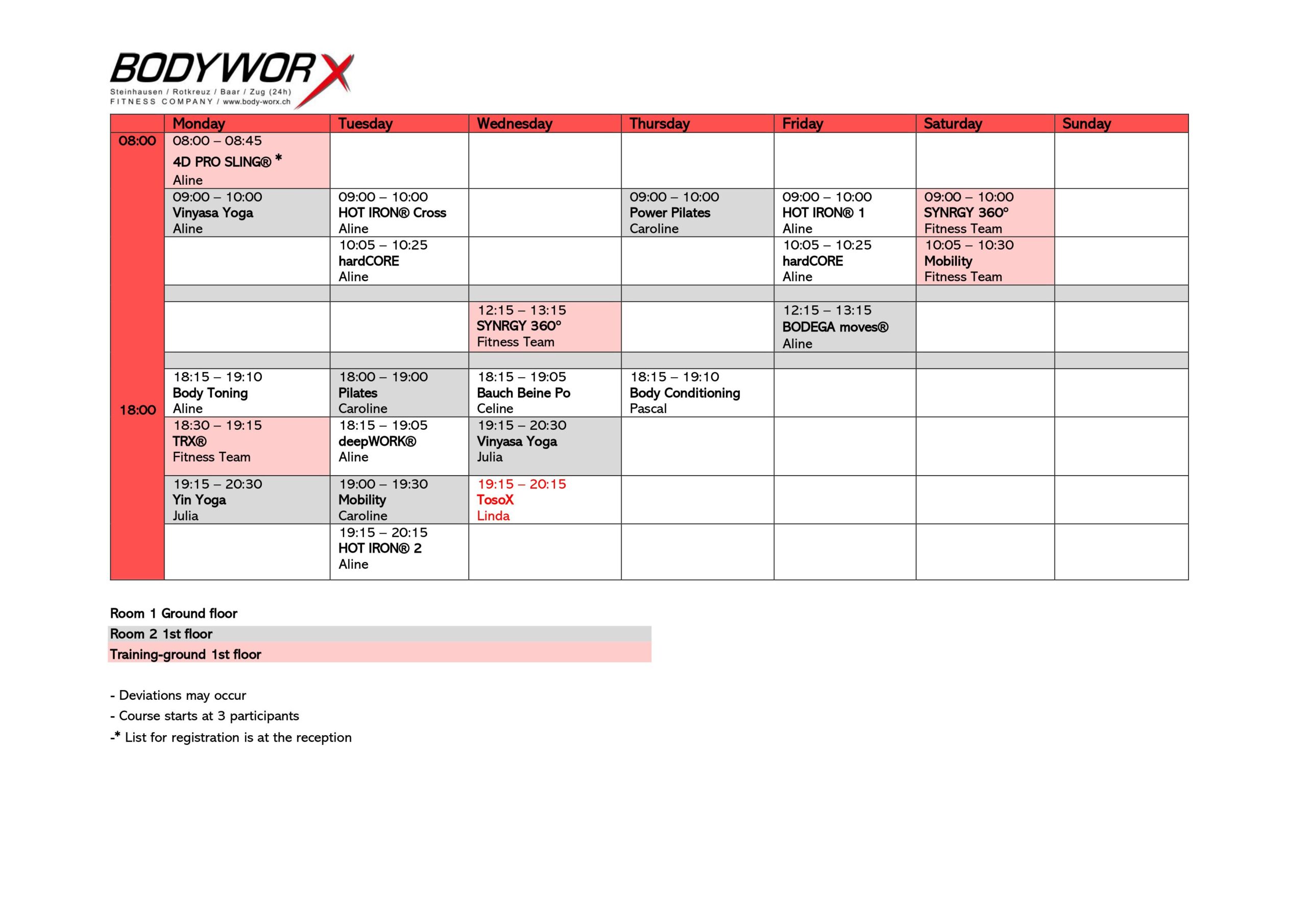 Courses | BodyWorx.ch offers you countless courses in Steinhausen
